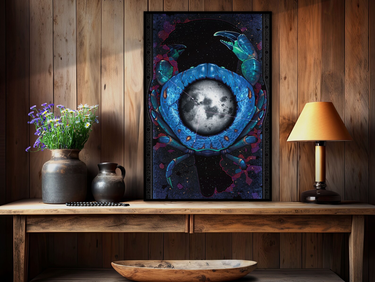 Cancer Sign Mystique Surrealist Print , Handmade Digital Art , 90s Dark ...