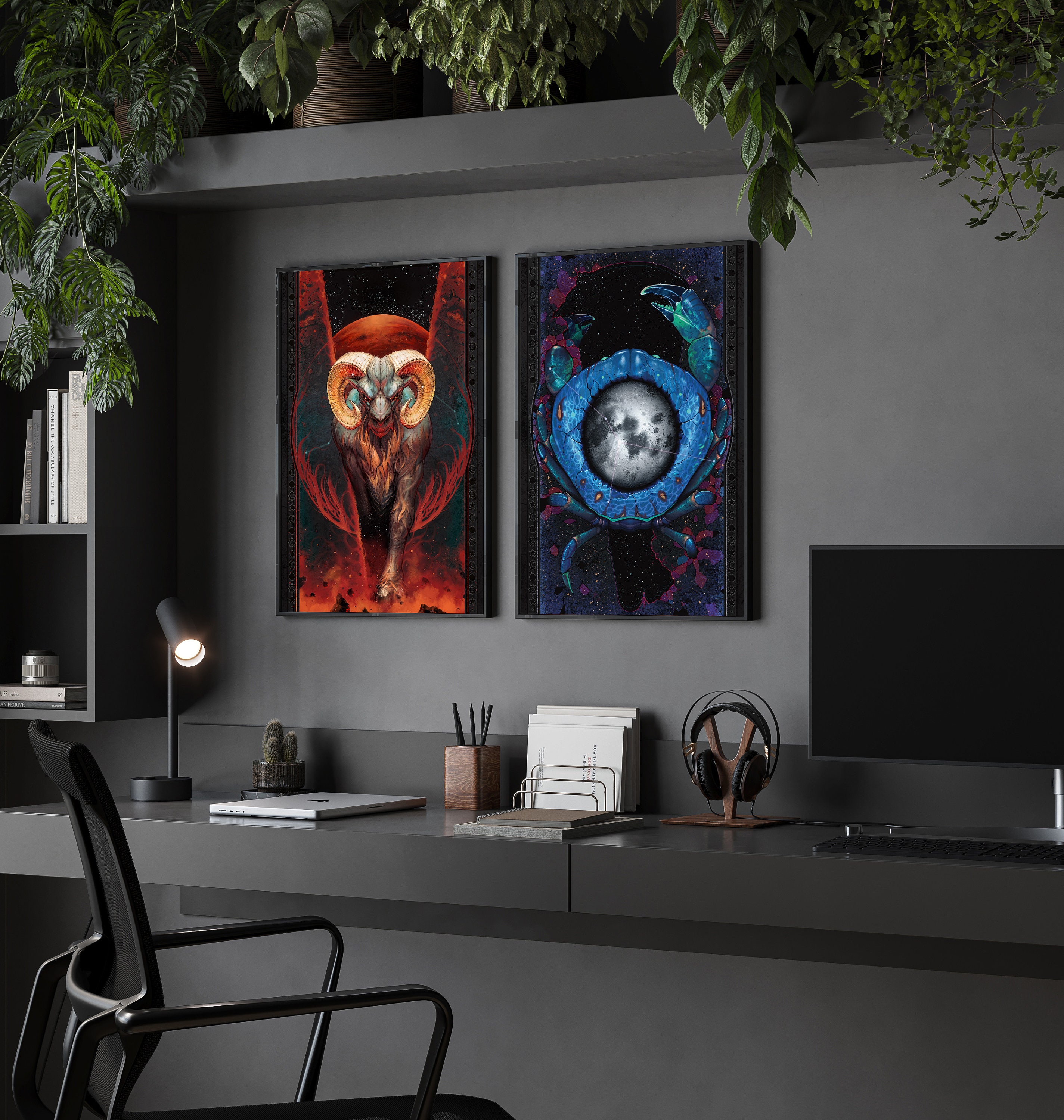 Cancer Sign Mystique Surrealist Print , Handmade Digital Art , 90s Dark ...