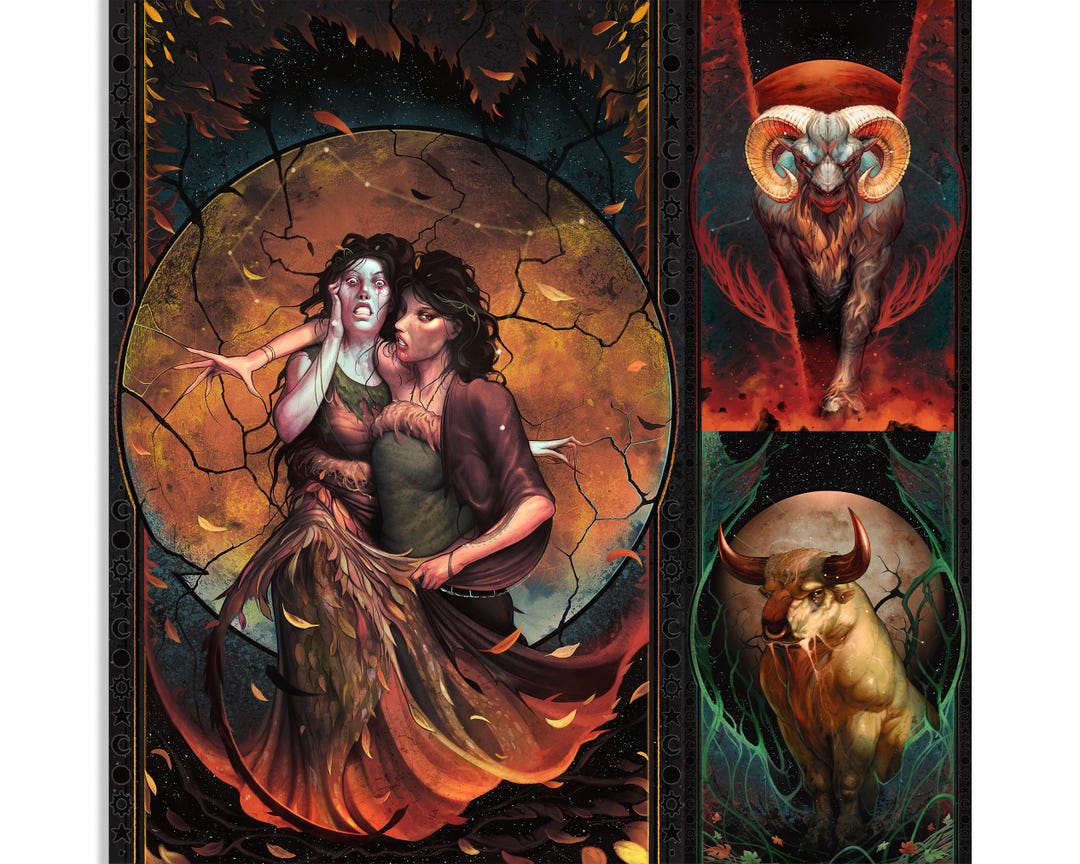 Pulp Horror Art Download Gemini Wall Decor Zodiac Sign Room Decor ...