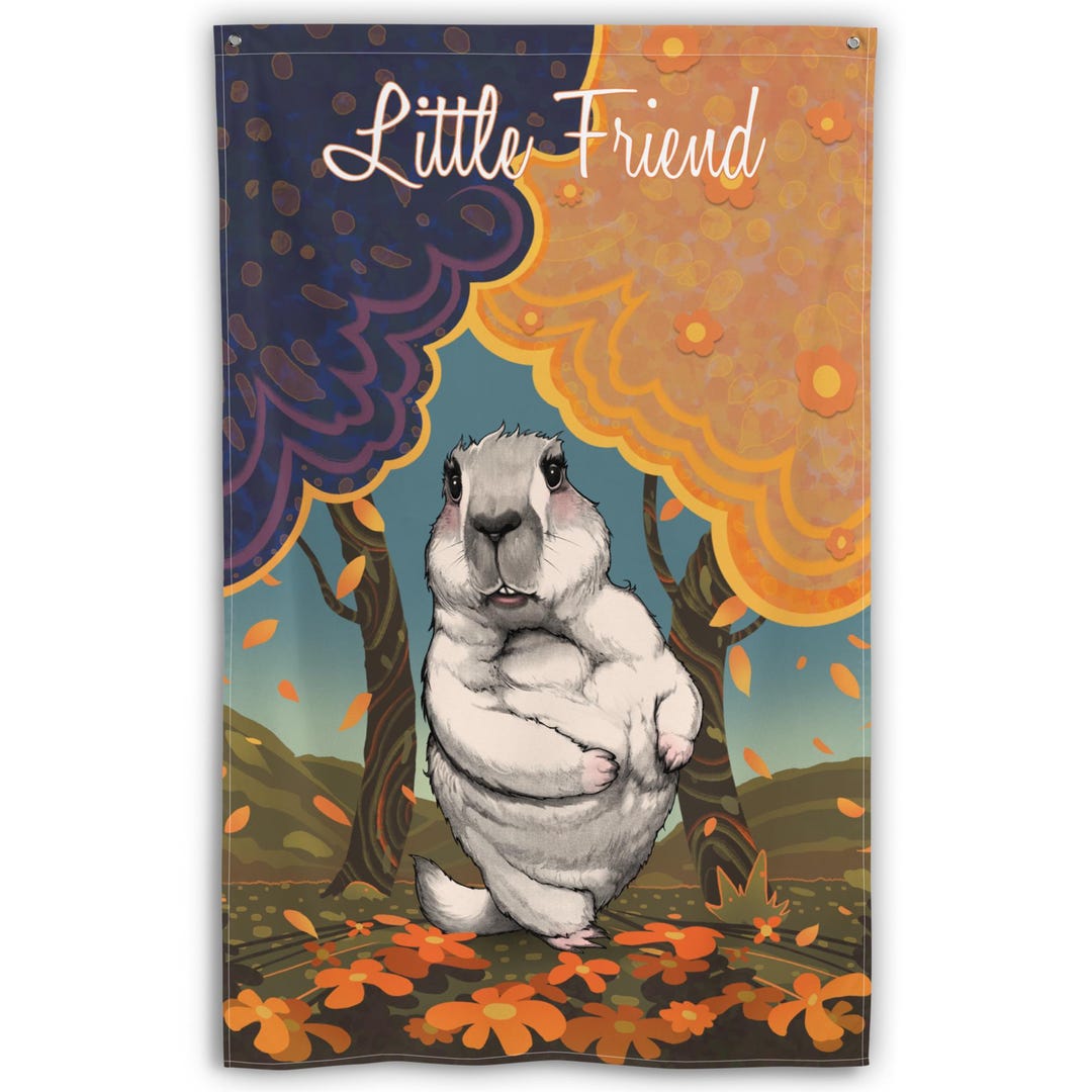 Marmot Fantasy Illustration, Badger Large Fabric Print, Cute Animal ...