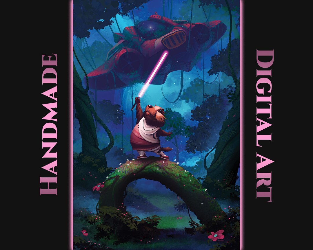 Magical Beaver Fantasy Art Print - Cute Woodland Animal Wall Decor for ...