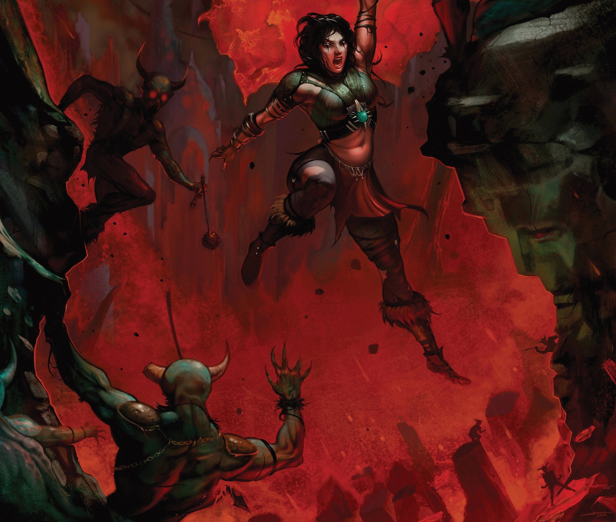 Warrior Doomsday Fantasy Illustration Download Burning World - Etsy