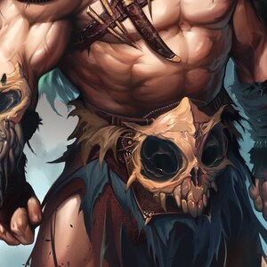 Dark Fantasy Barbarian Warrior Illustration Print , Epic Supernatural ...