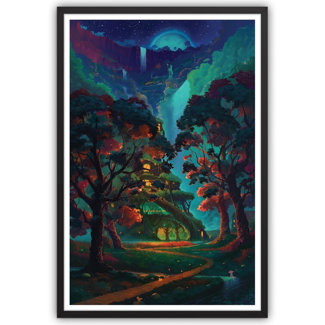 Storybook Fantasy Waterfalls, Tropical Fairy Tale Landscape, Dreamland ...