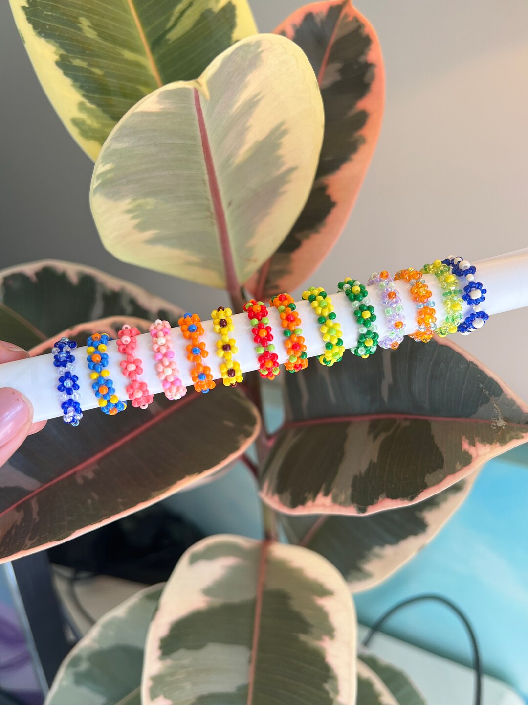 Cute Spring/summer Vibe Beaded Ring, Stackable Rings, Spring/summer ...