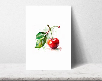 Cherries Minimalist Fruit Art - Etsy