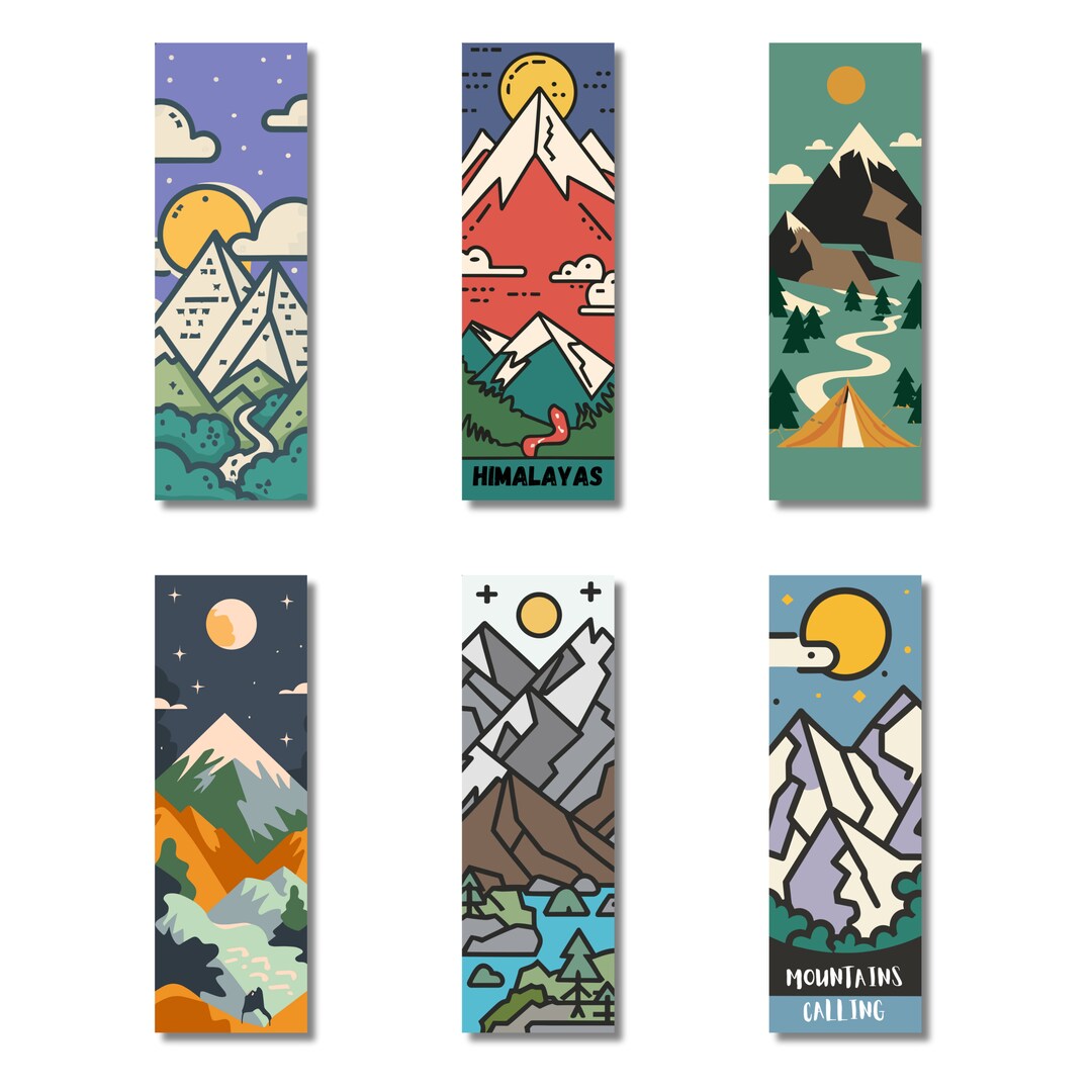 Mountains Printable Bookmarks Set of 6 Printable Travel Theme Bookmarks ...