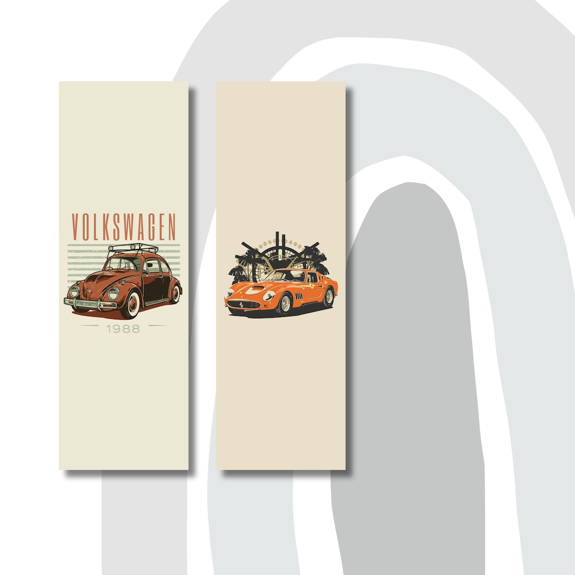 Classic Cars Printable Bookmarks Set of 6 Printable Cars Theme ...