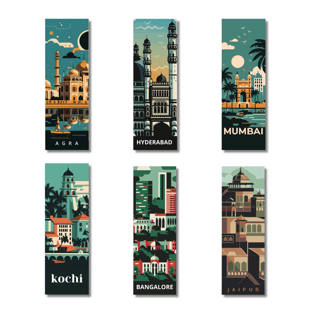 Indian Cities Printable Bookmarks Set of 6 Printable Places Theme ...
