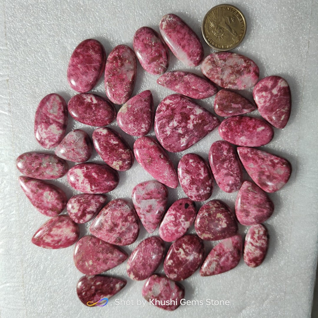 100% Natural Pink Thulite Cabochon, Wholesale Gemstone Mix Lot, Bulk ...