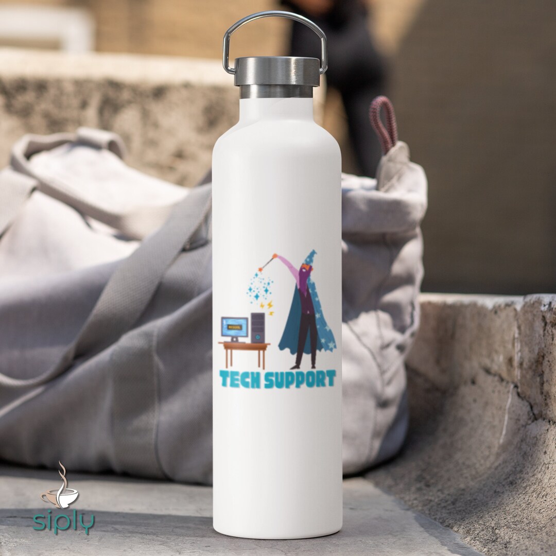 Insulated Water Bottle, IT Department, Tech Support Wizard, Information Technology Gift, Funny ...
