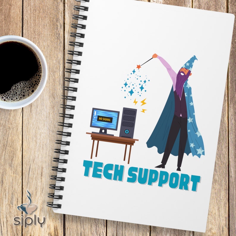 IT Department Gift Notebook, Tech Support Wizard, Information ...