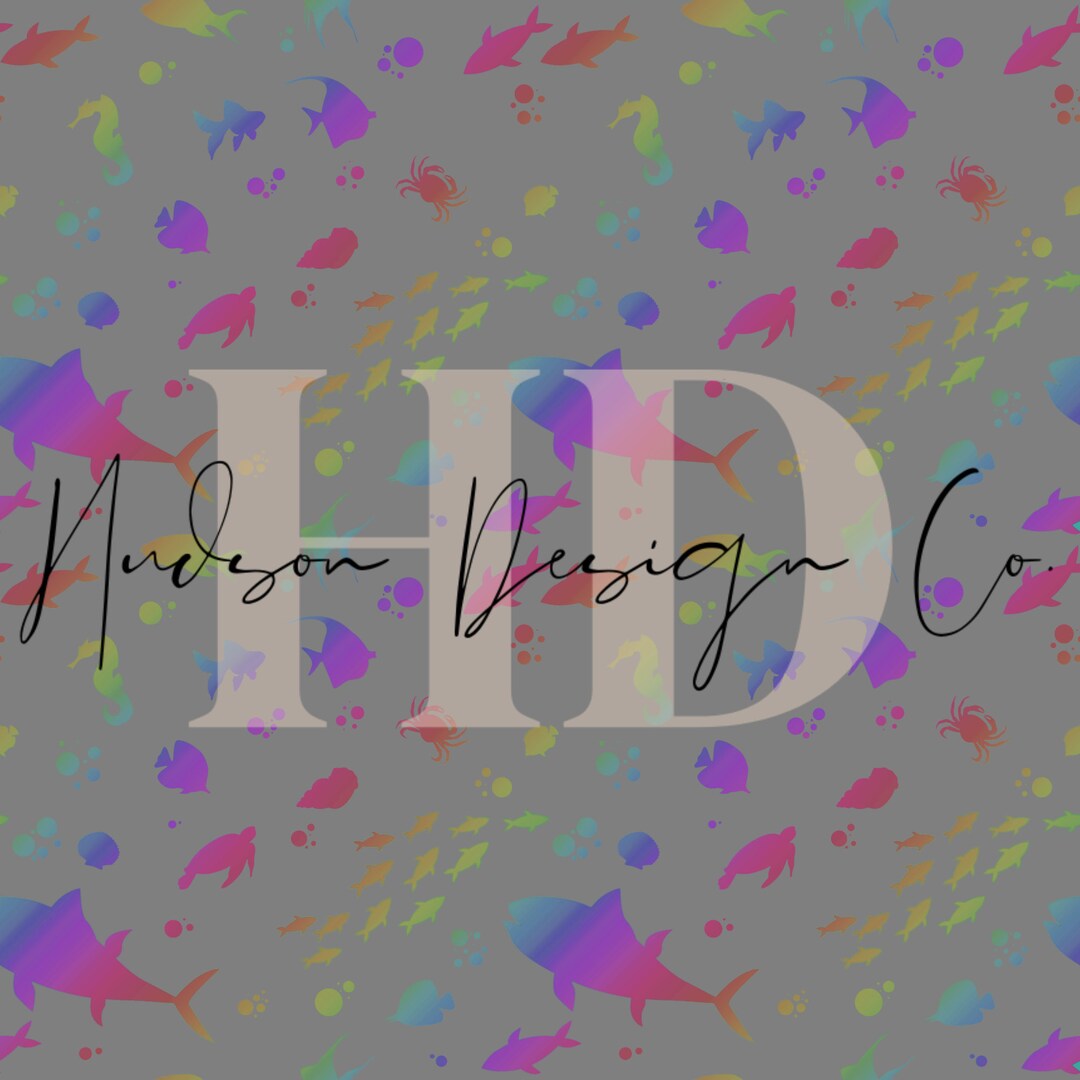 Rainbow Sea Creatures Ocean Animals Grey Gray Seamless File PNG - Etsy