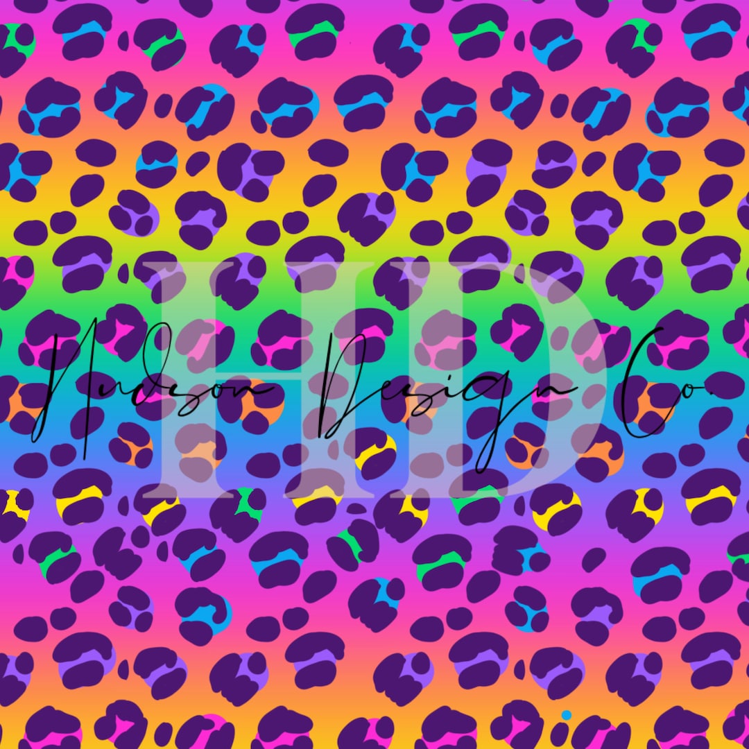 Lisa Frank Style Cheetah Print Rainbow Bright Seamless Design Pattern ...