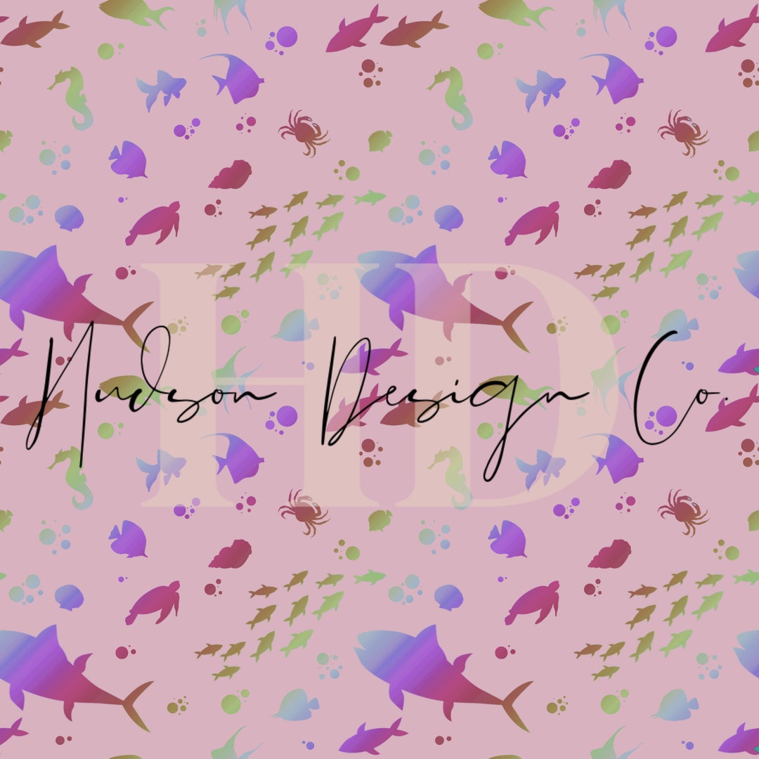 Rainbow Sea Creatures Animals Pink Seamless File Design PNG - Etsy