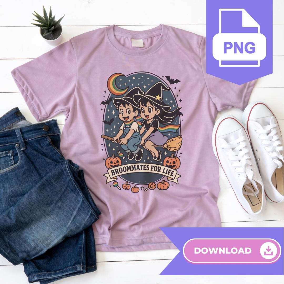 Retro Halloween Witch PNG: Broommates for Life, Sublimation File ...