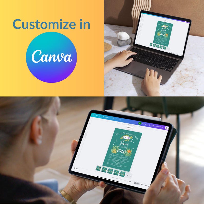 Editable Sea Turtle Birthday Invitation Template | Ocean Under the Sea ...