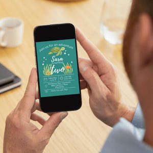 Editable Sea Turtle Birthday Invitation Template | Ocean Under the Sea ...