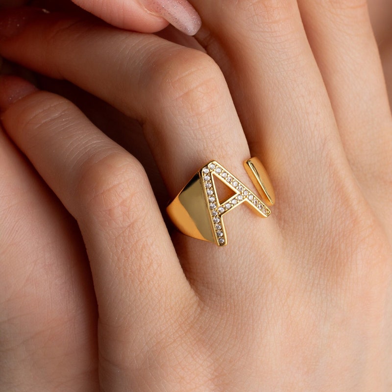 Steel Initial Ring - Etsy