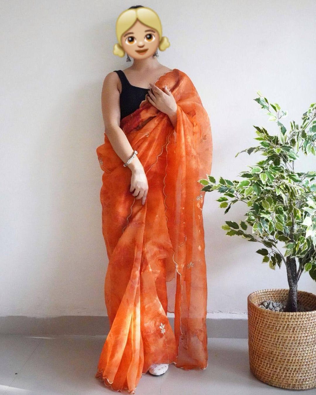 Organza Silk Saree With Jardoshi & Aari Embroidery, Mono Banglori ...