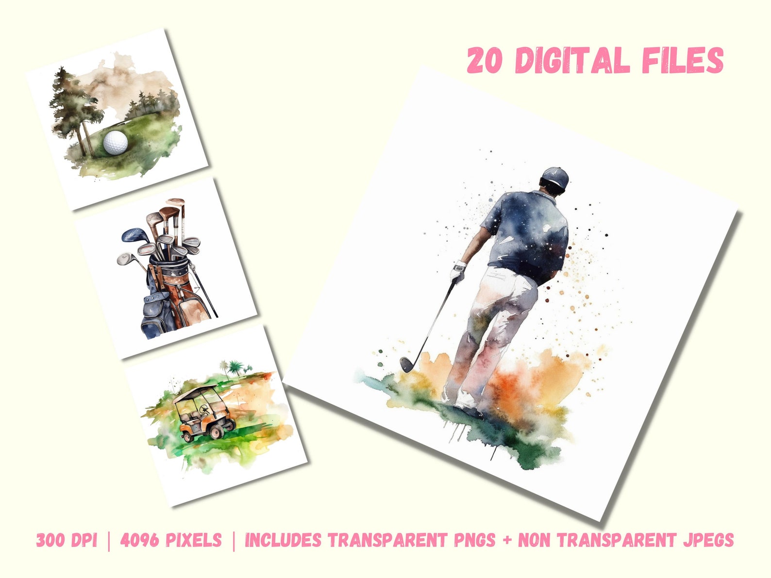 Watercolor Golf Clipart Bundle of 20 Watercolor Golf PNG Pro - Etsy