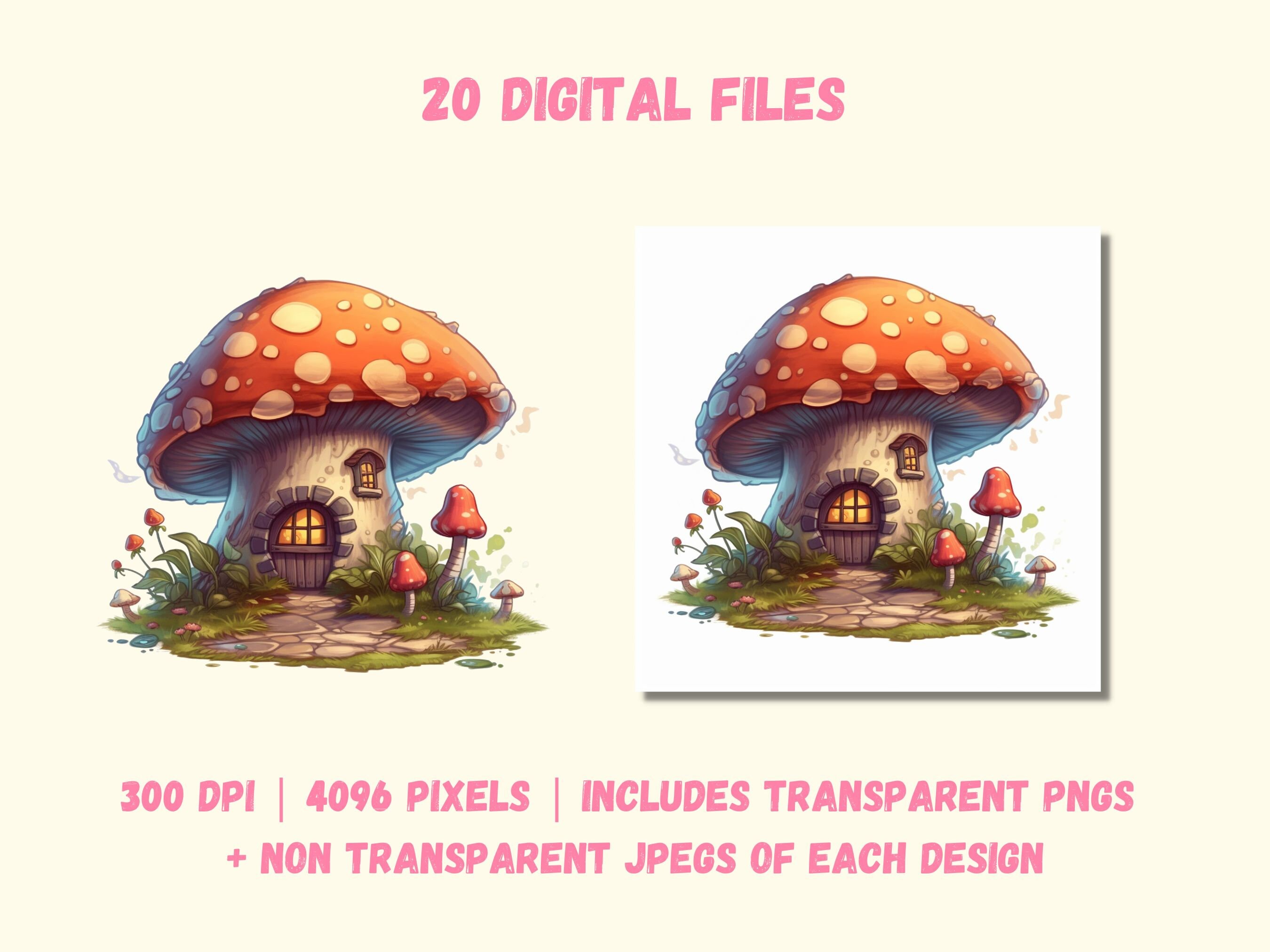 Magical Mushroom Fairy House Clipart Bundle of 20 Watercolor - Etsy