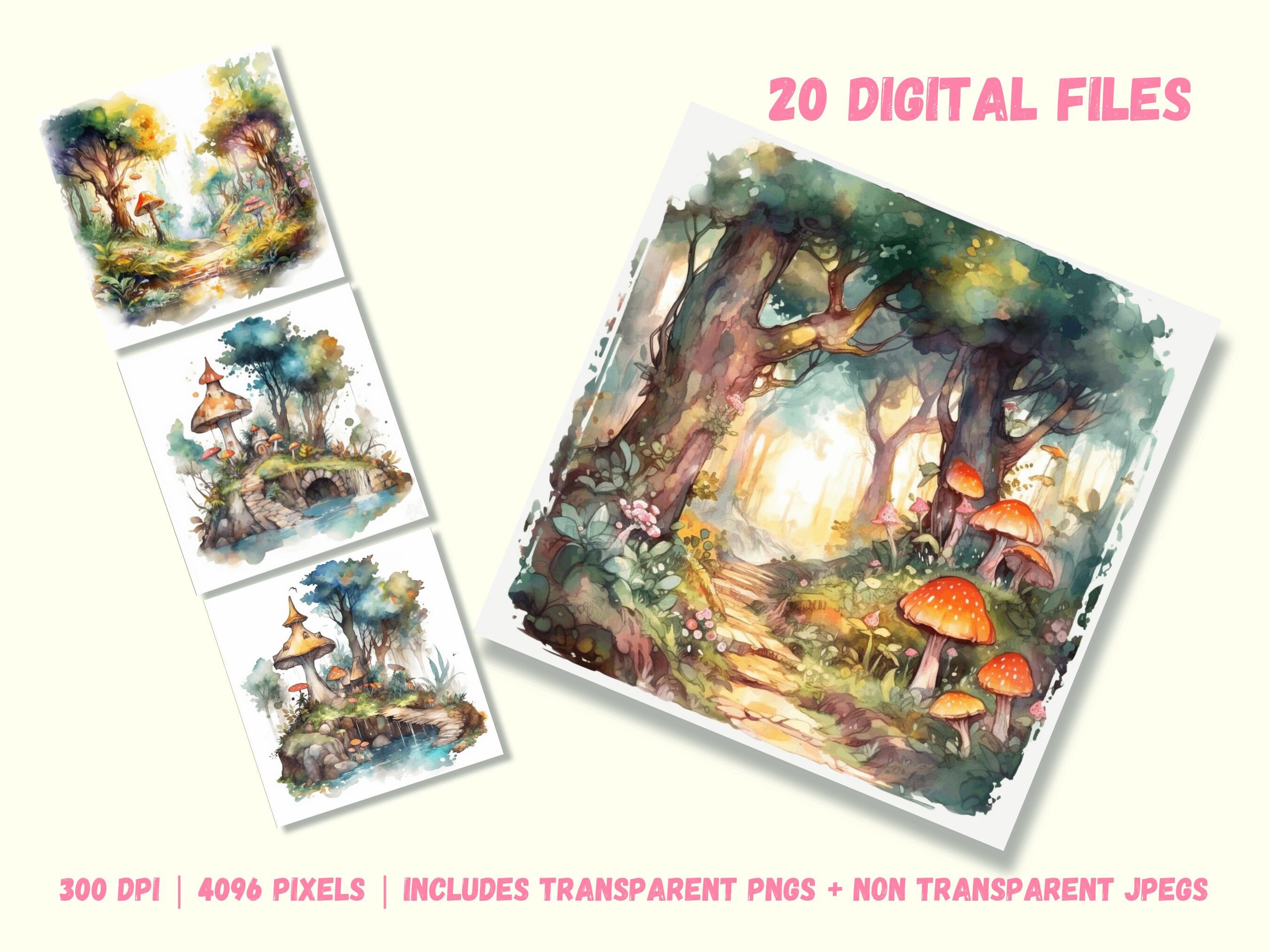 Enchanted Forest PNG Clipart Bundle Set of 20 Digital Magic Forest ...