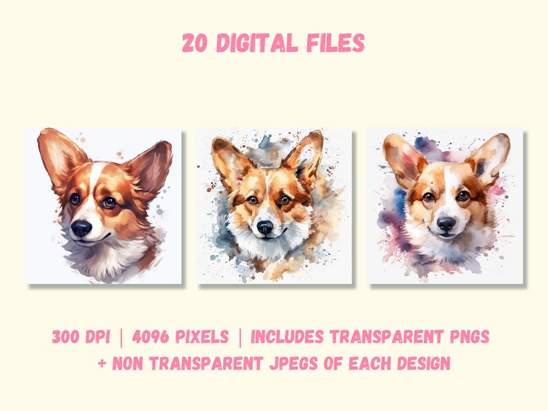 Corgi Head Clipart Cute Corgi Clip Art PNG Commercial Use JPEG - Etsy