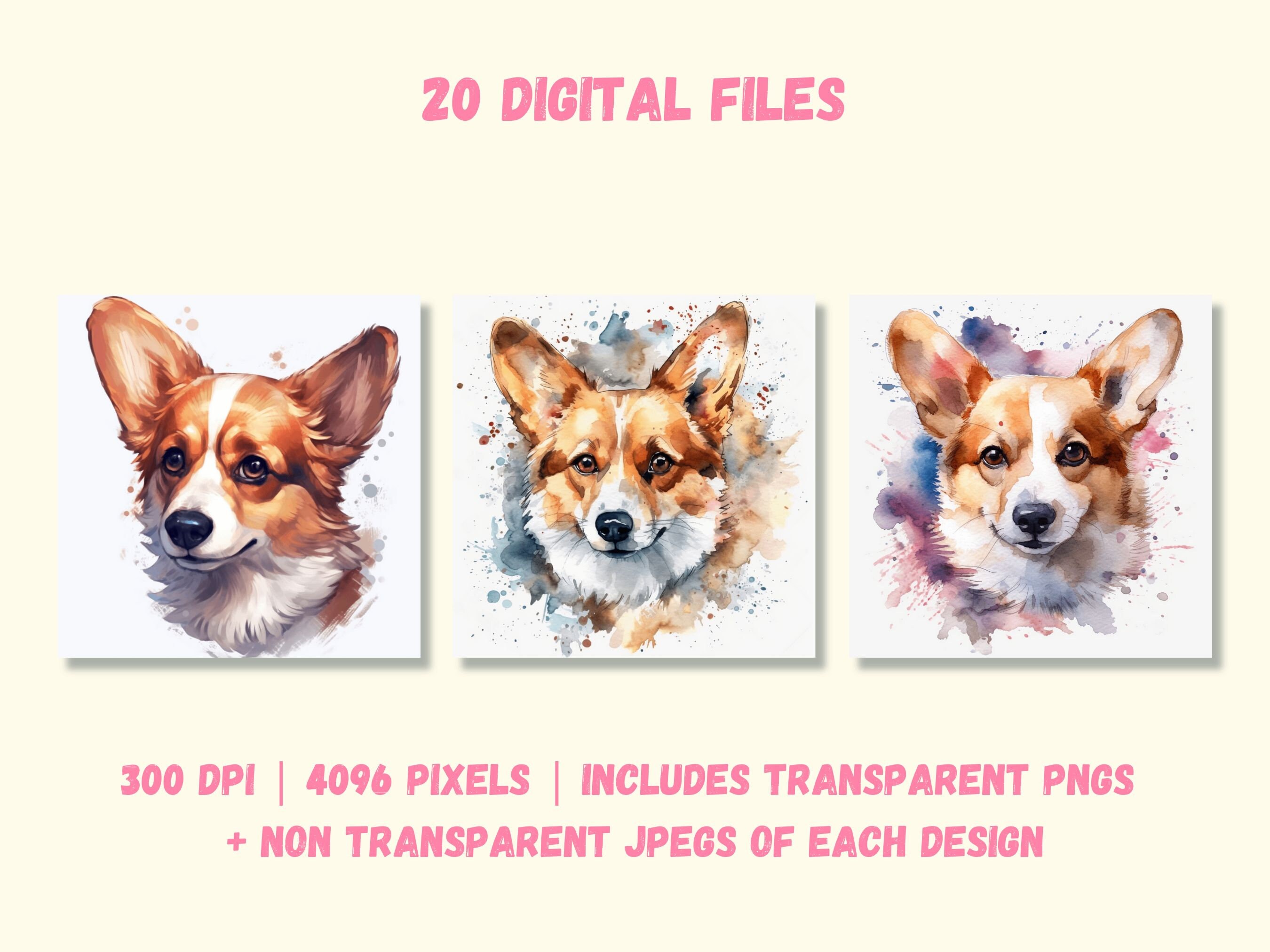 Corgi Head Clipart Cute Corgi Clip Art PNG Commercial Use JPEG ...