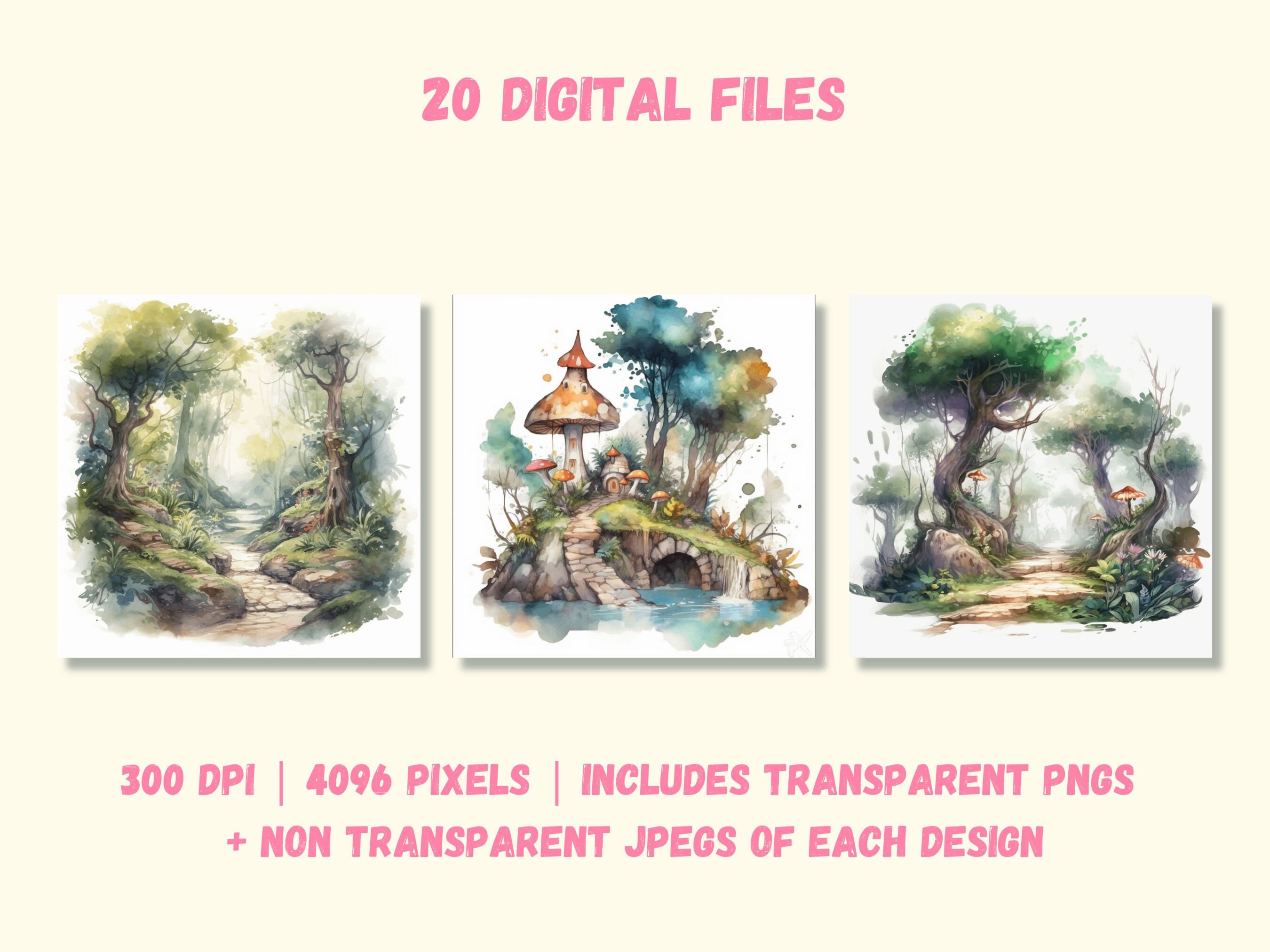 Enchanted Forest PNG Clipart Bundle Set of 20 Digital Magic Forest ...