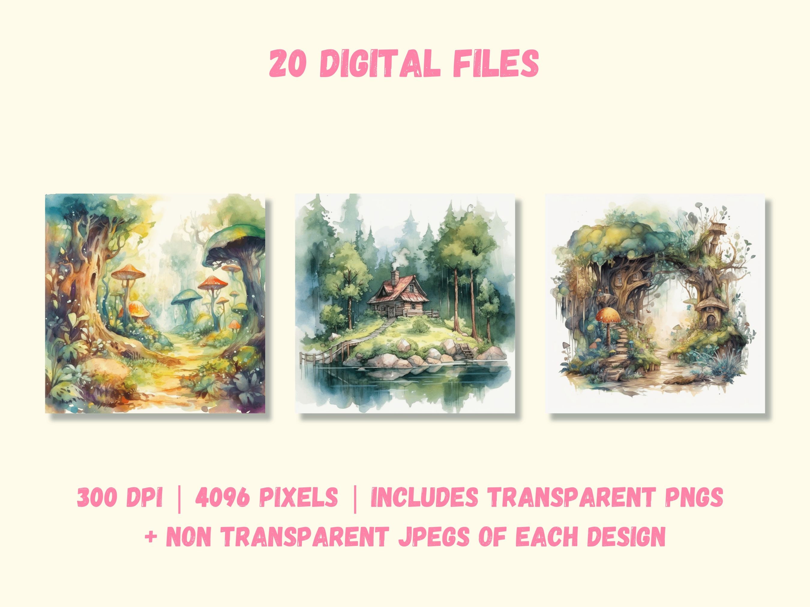Enchanted Forest PNG Clipart Bundle Set of 20 Digital Magic Forest ...