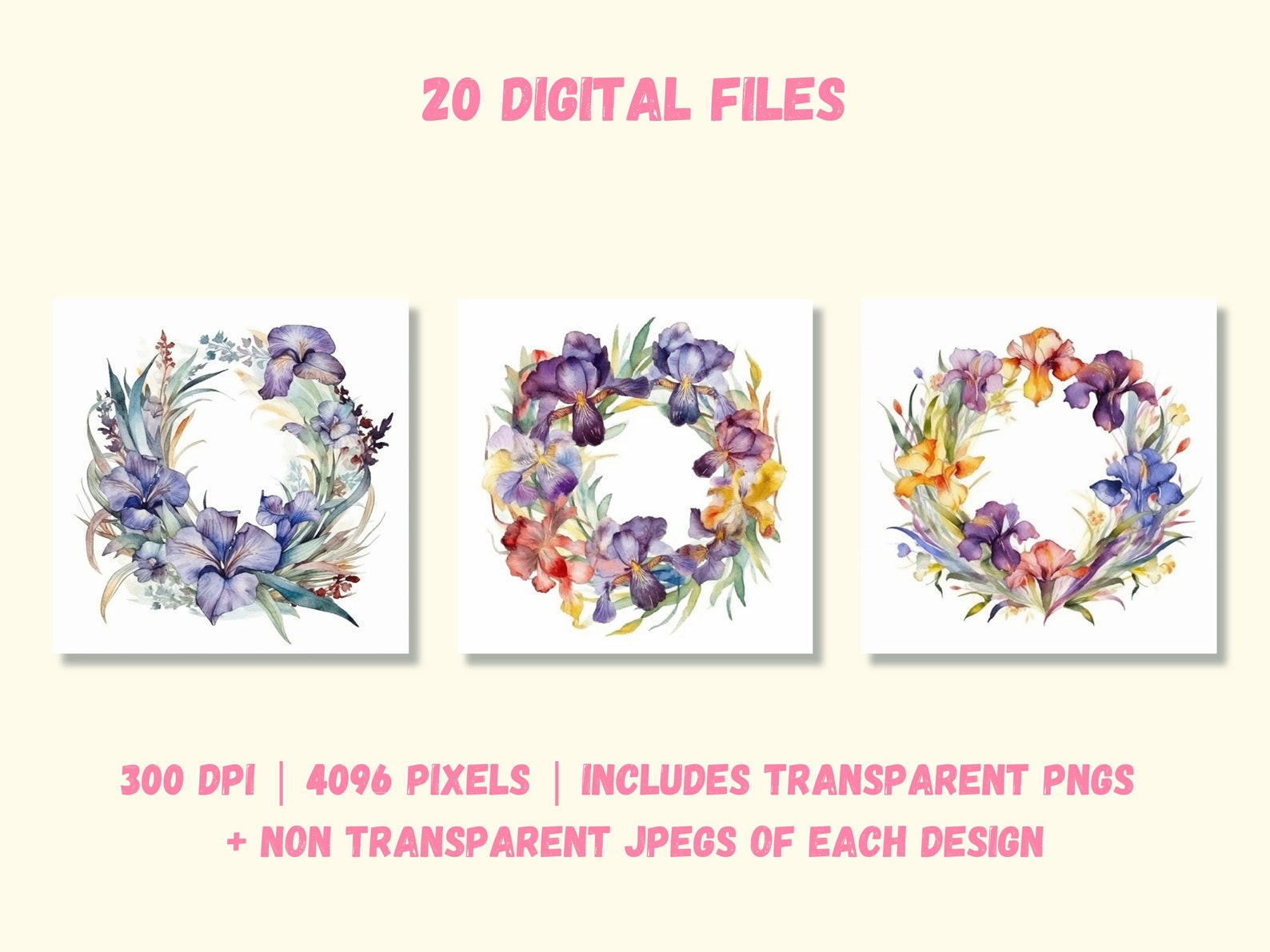 Wild Iris Clipart Bundle of 20 PNG Watercolor Wild Iris - Etsy