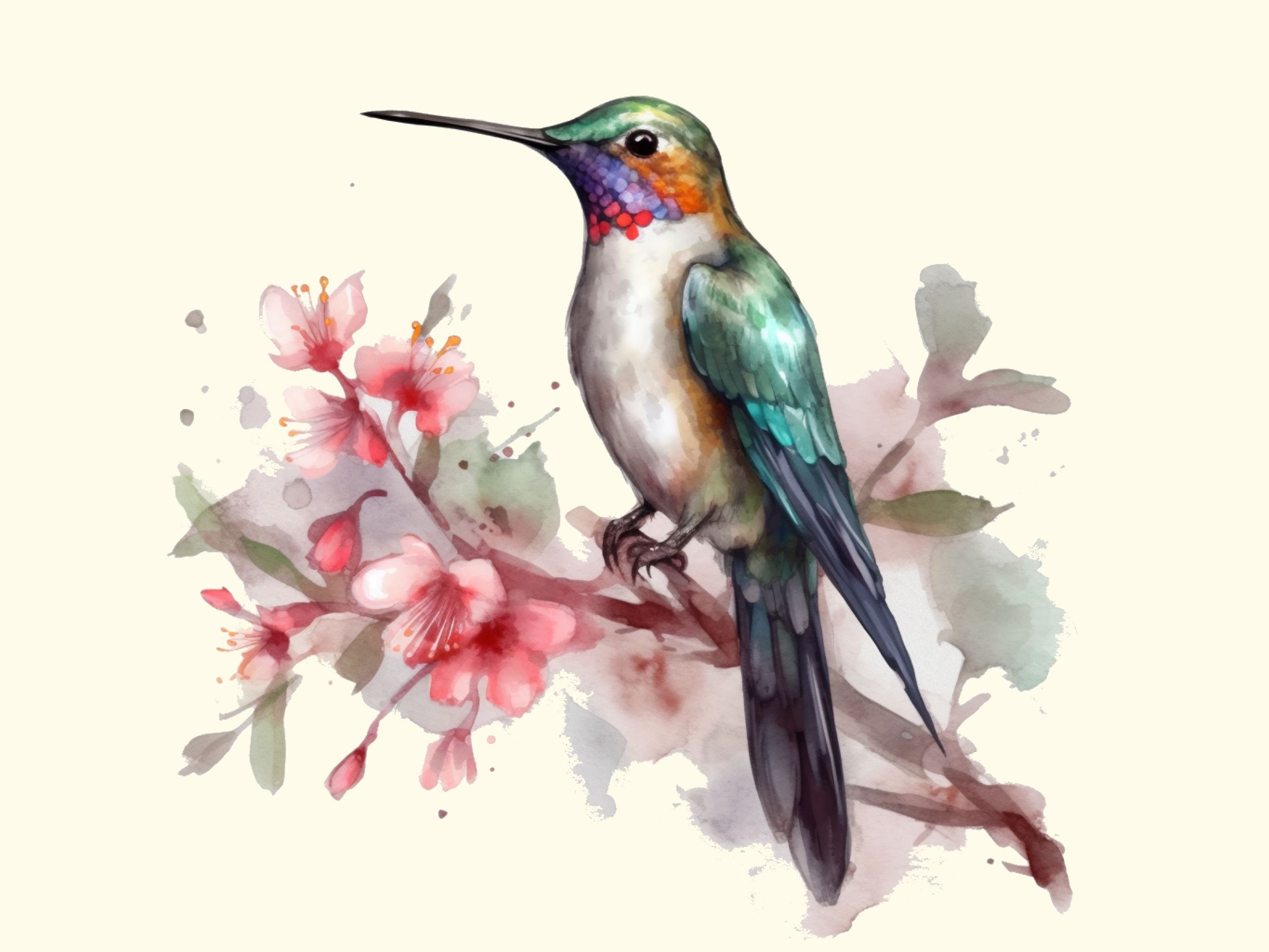 Watercolor Hummingbird Clipart Hummingbird PNG Clip Art Digital ...
