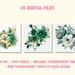 Emerald Flower Clipart Bundle of 20 Flower Clipart Watercolor Emerald ...