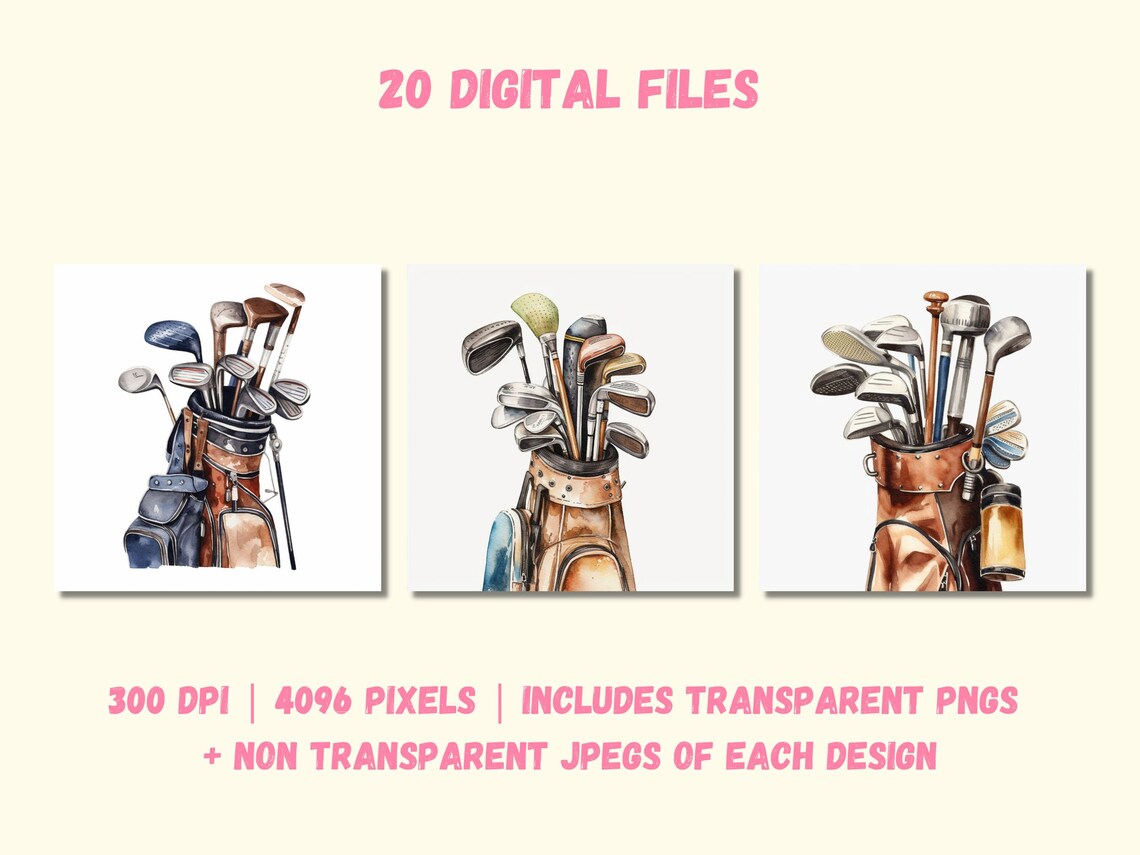 Watercolor Golf Clipart Bundle of 20 Watercolor Golf PNG Pro - Etsy