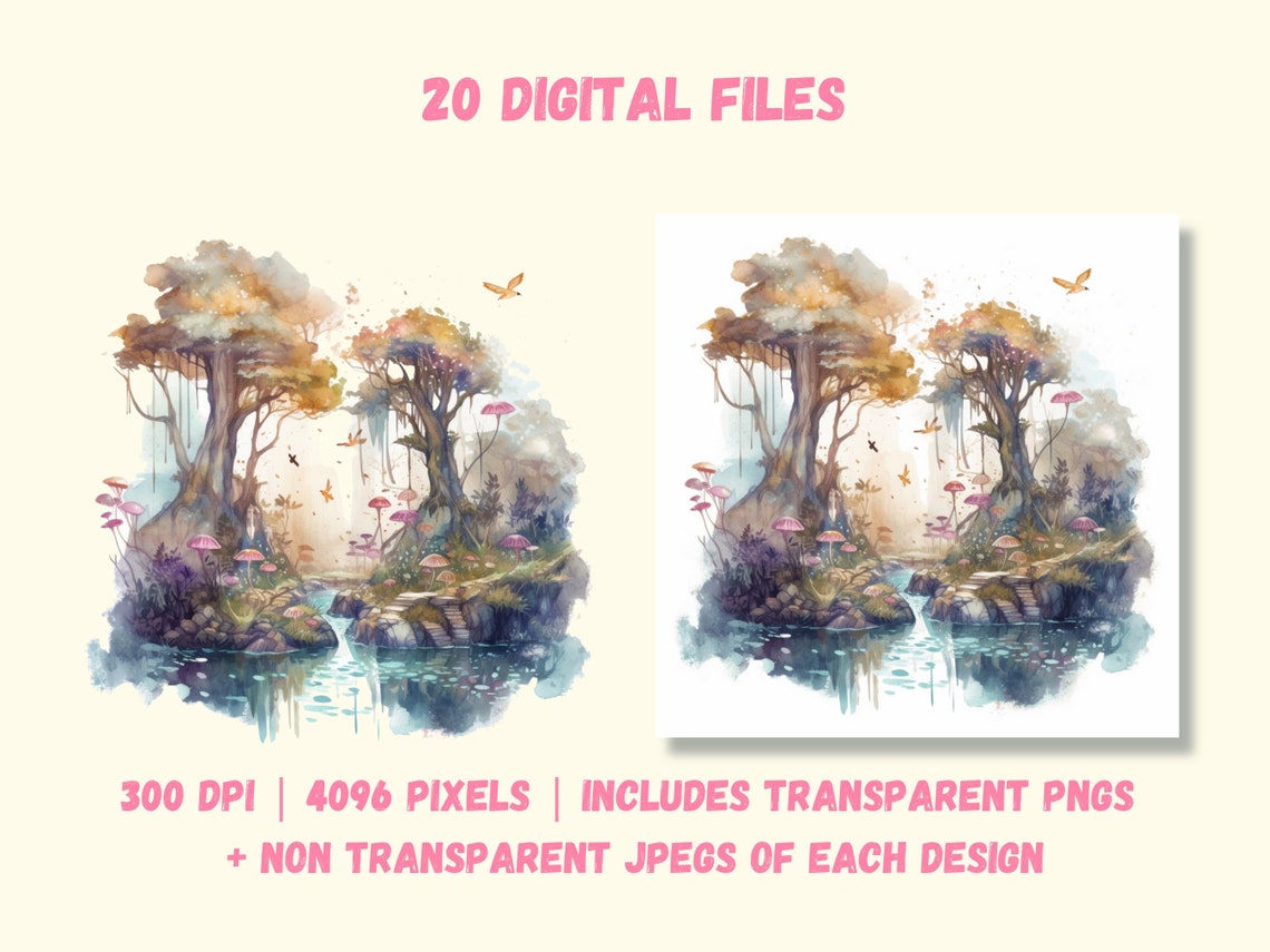 Enchanted Forest PNG Clipart Bundle Set of 20 Digital Magic Forest ...