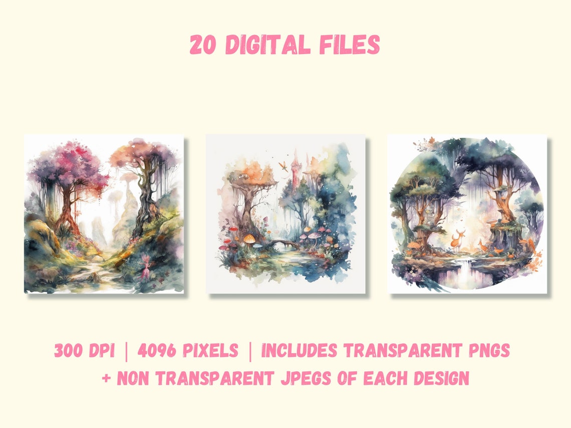 Enchanted Forest PNG Clipart Bundle Set of 20 Digital Magic Forest ...