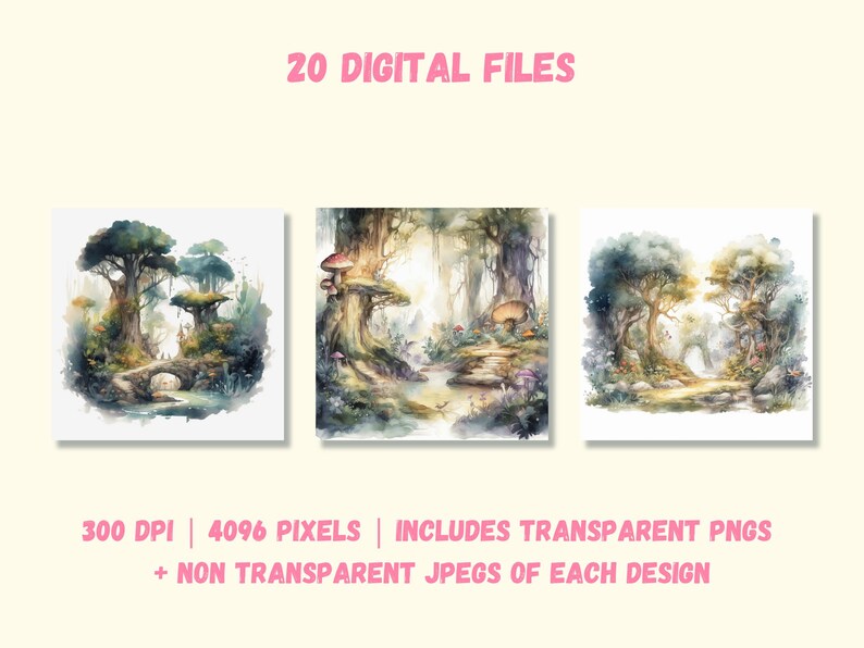 Enchanted Forest PNG Clipart Bundle Set of 20 Digital Magic Forest ...