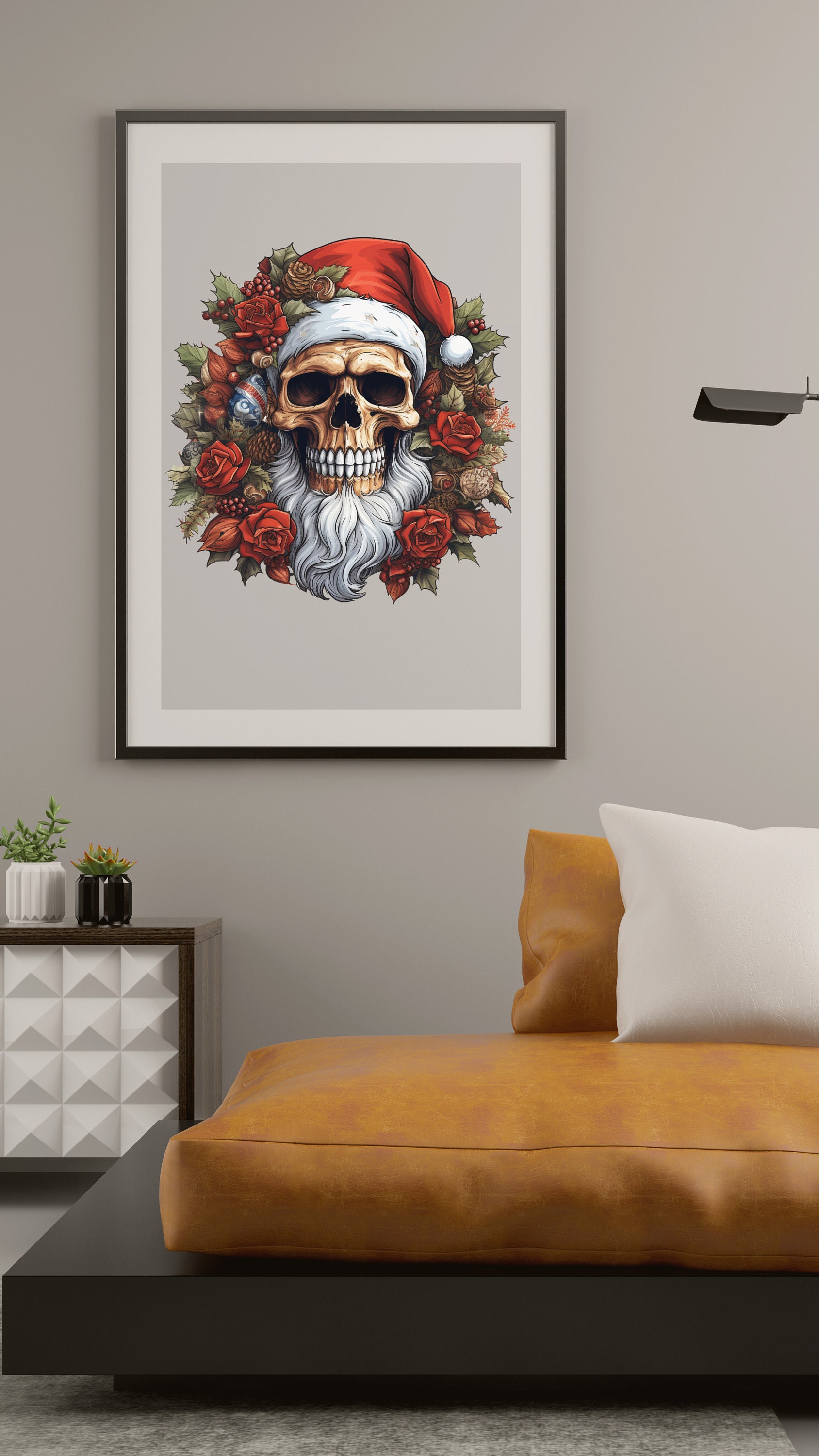 Santa Skull With Red Roses PNG | Skull Sublimation Design | Trendy ...