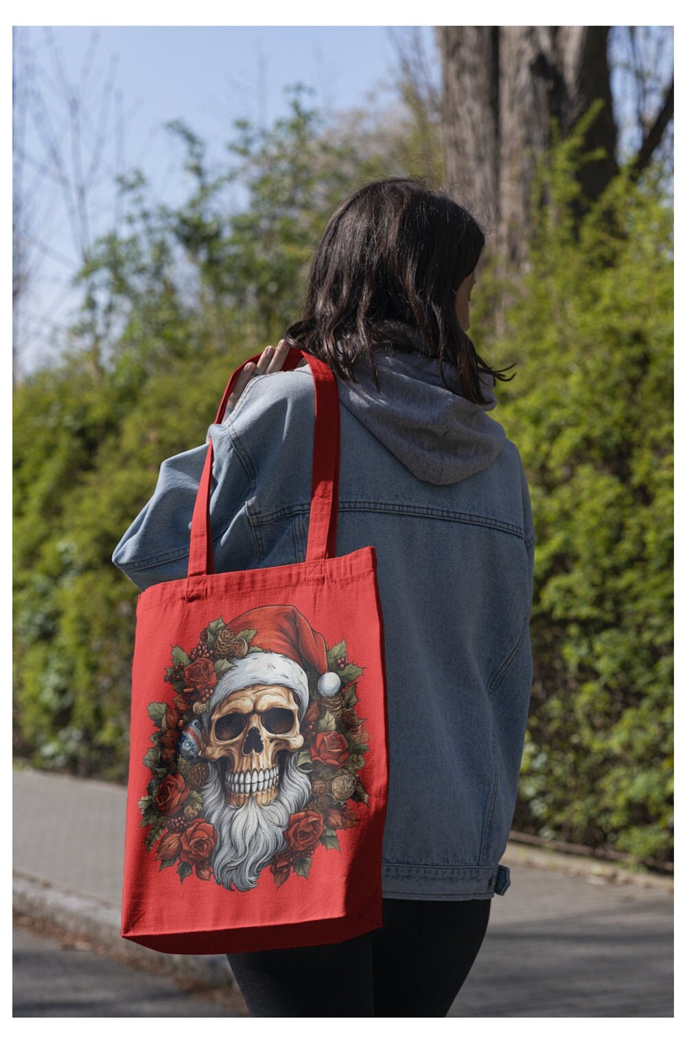 Santa Skull With Red Roses PNG | Skull Sublimation Design | Trendy ...