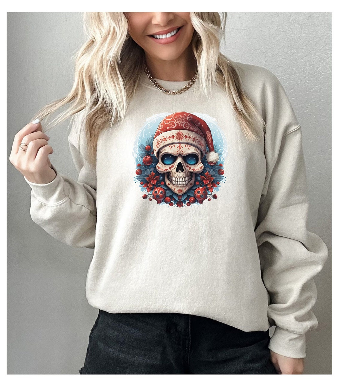 Santa Skull PNG | Skull Sublimation Design | Trendy Skull PNG ...