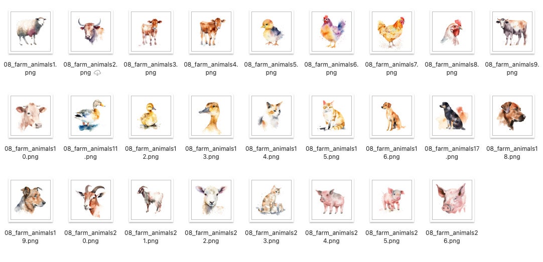 26 Watercolour Cute Farm Animals Clipart, PNG With Transparency, Deep ...