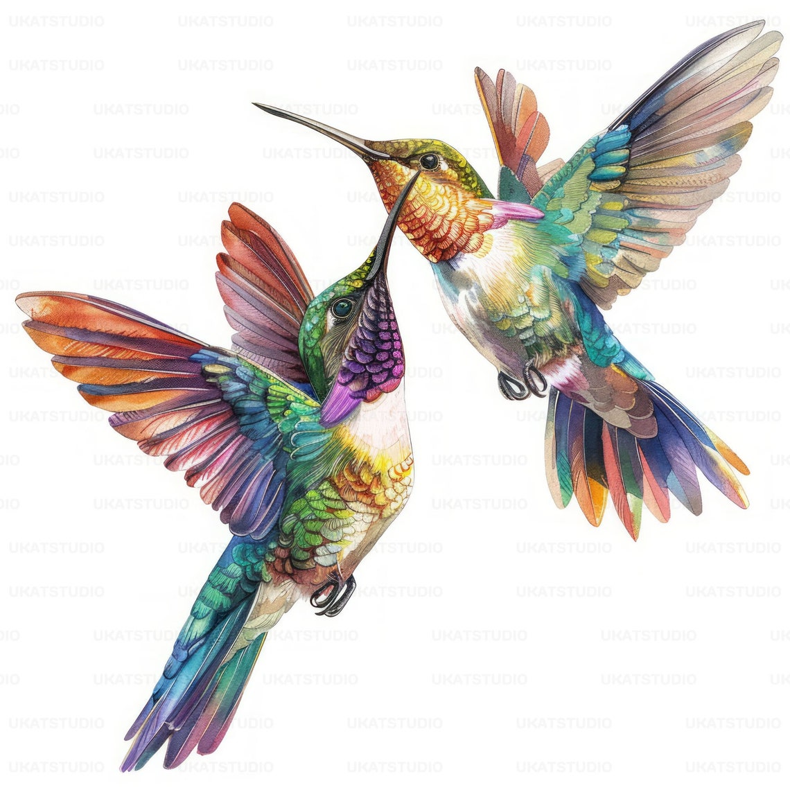 Colorful Fly Couple Hummingbird Clipart , 20 High Quality Images Jpgs ...