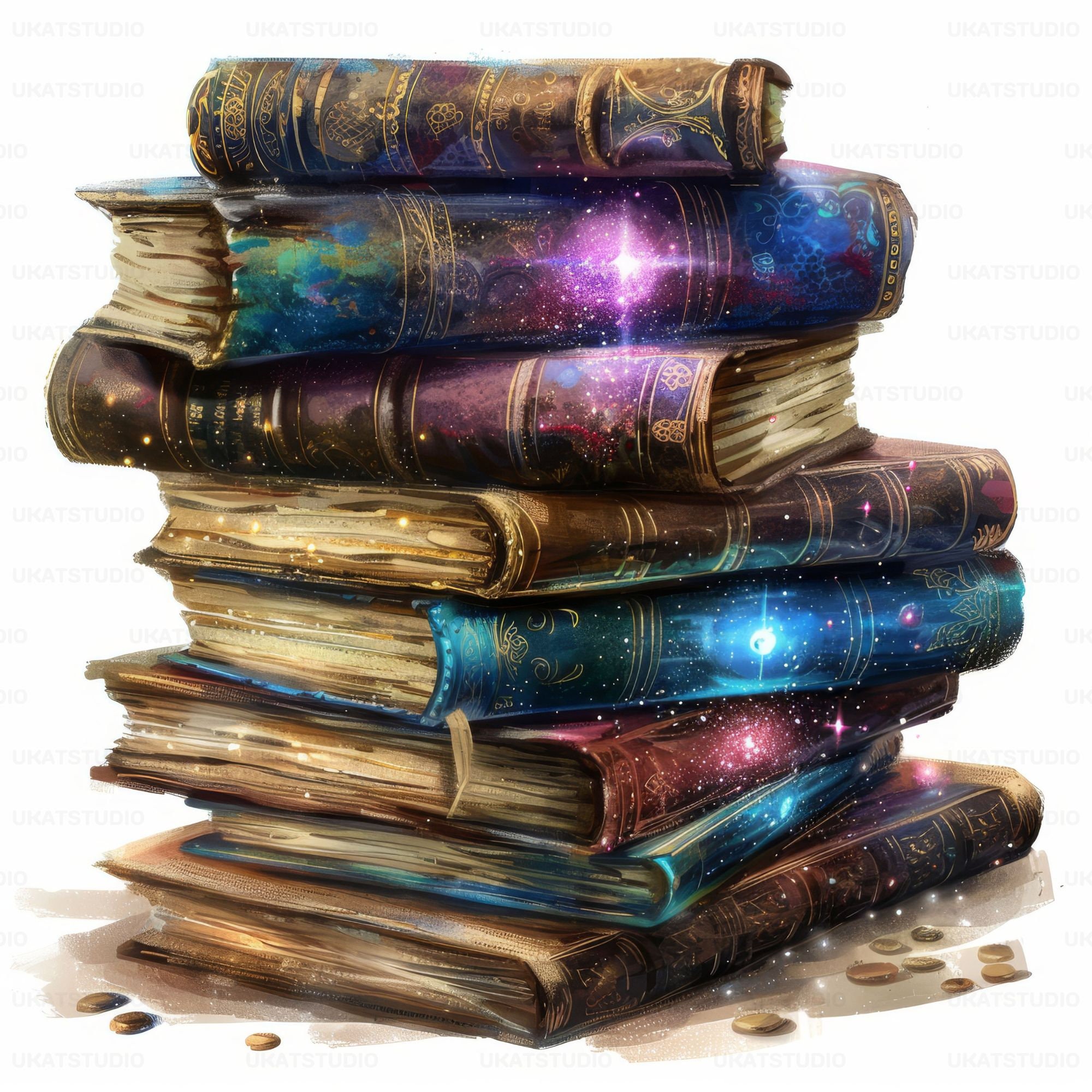 Spell Magic Fantasy Book Stack Clipart , 27 High Quality Images Jpgs ...