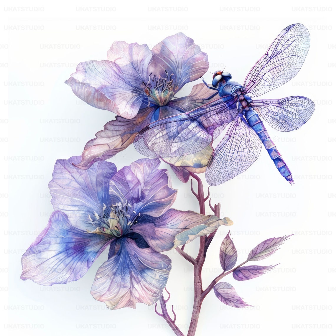 Purple Color Dragonfly Flower Clipart , 20 High Quality Images Jpgs ...