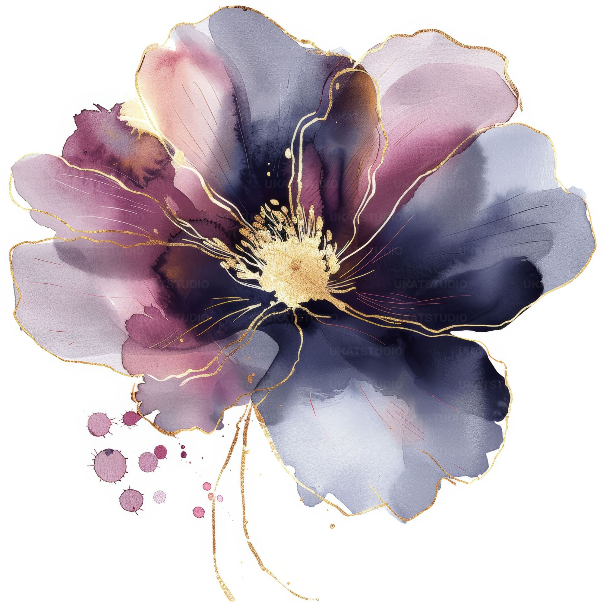 Abstract Flower Pink Gold Purple Clipart , 31 High Quality Images Jpgs ...