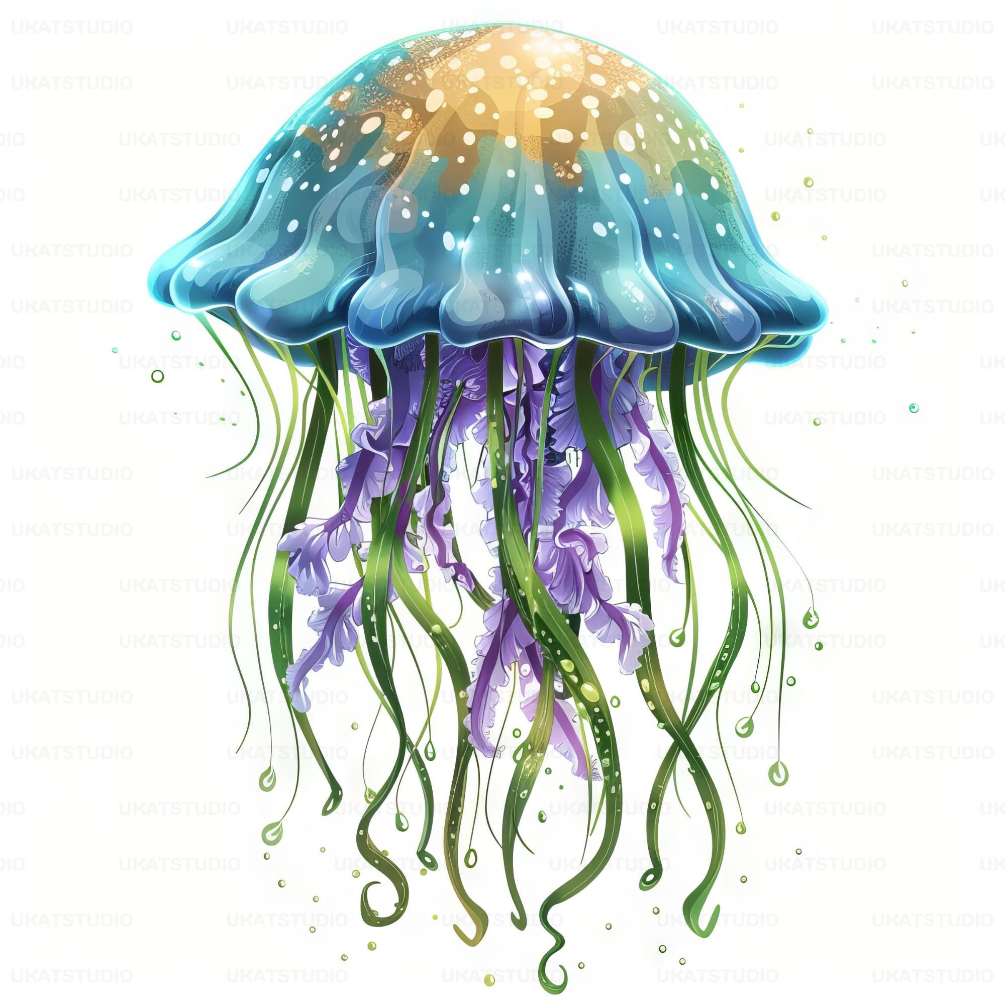 Colorful Jellyfish Ocean Portrait Clipart , 39 High Quality Images Jpgs ...