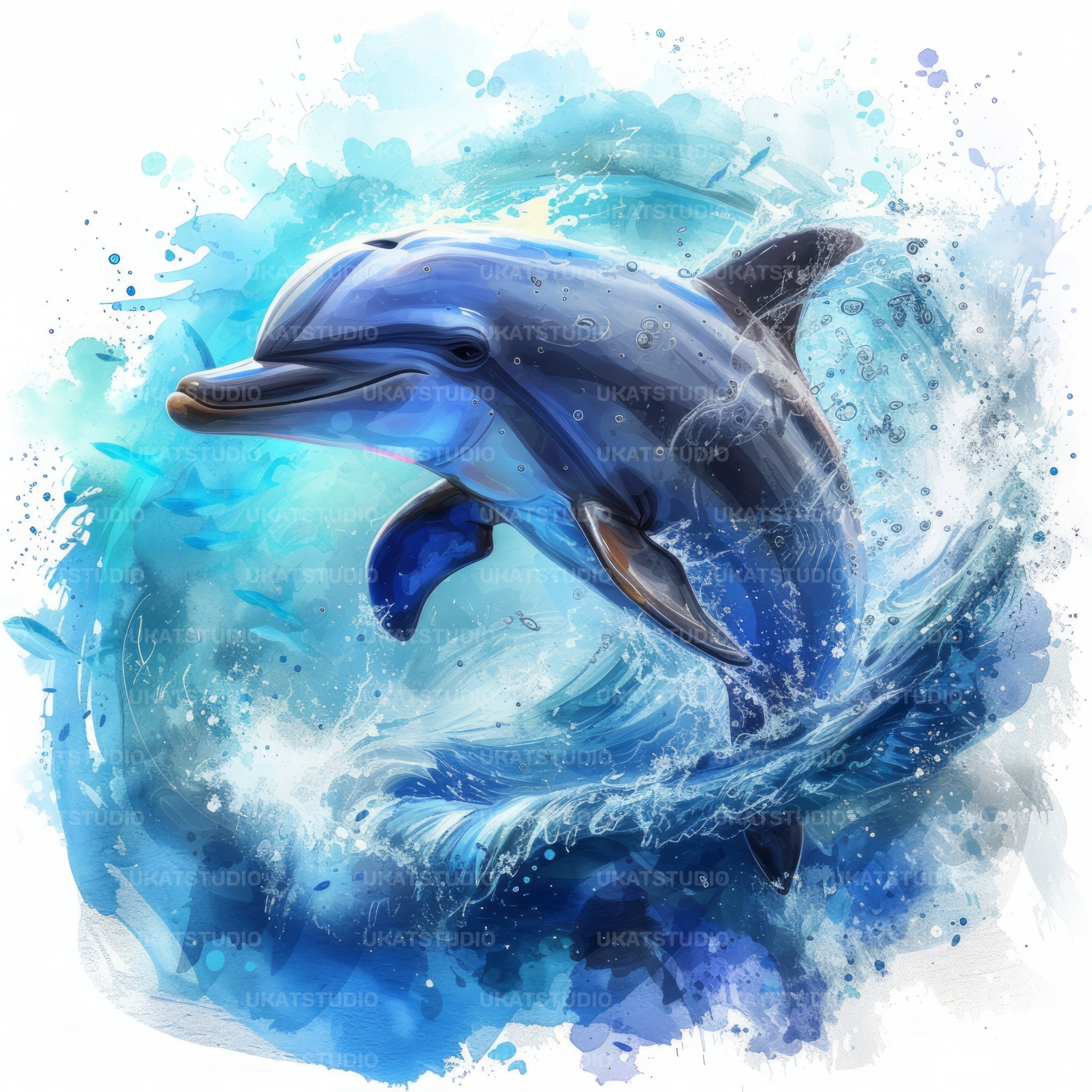 Dolphin Ocean Playful Clipart , 28 High Quality Images Jpgs Digital ...