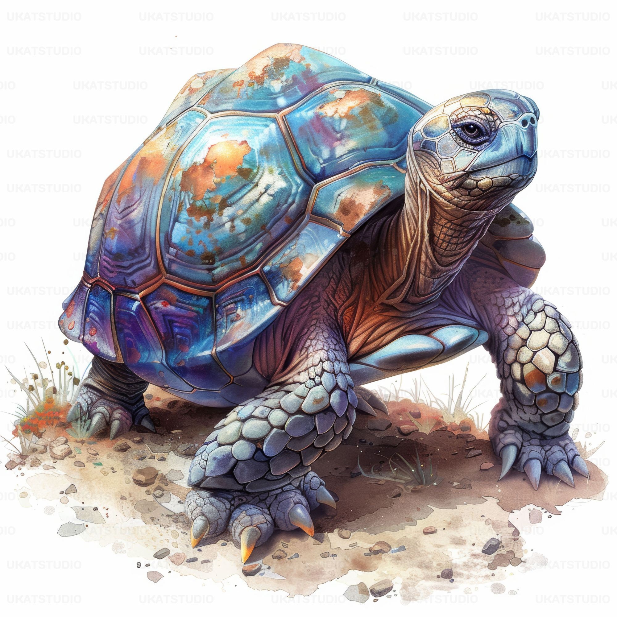 Turtle Portrait Scene Clipart , 25 High Quality Images Jpgs Digital ...