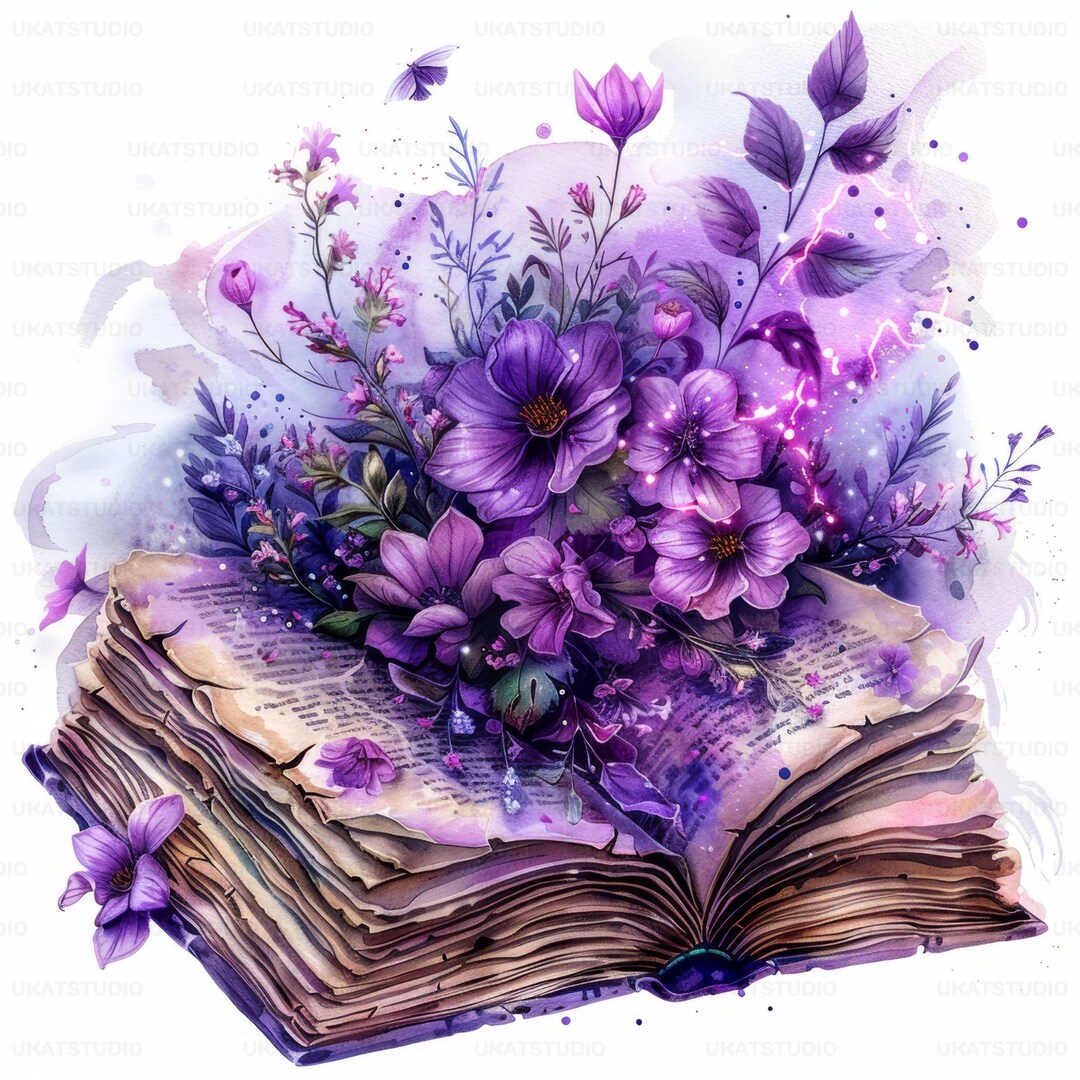 Spell Magic Fantasy Book With Flower Clipart , 33 High Quality Images ...